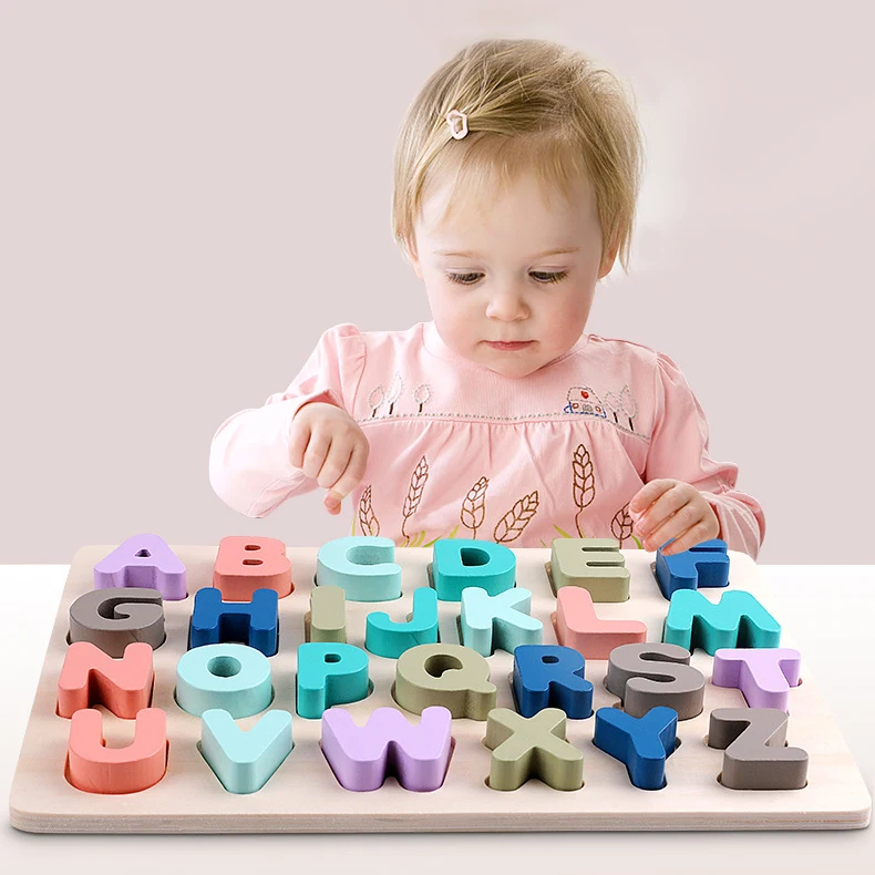 High Quality Letters Jigsaw Puzzle Blocks 3D Wooden Toys Montessori ...