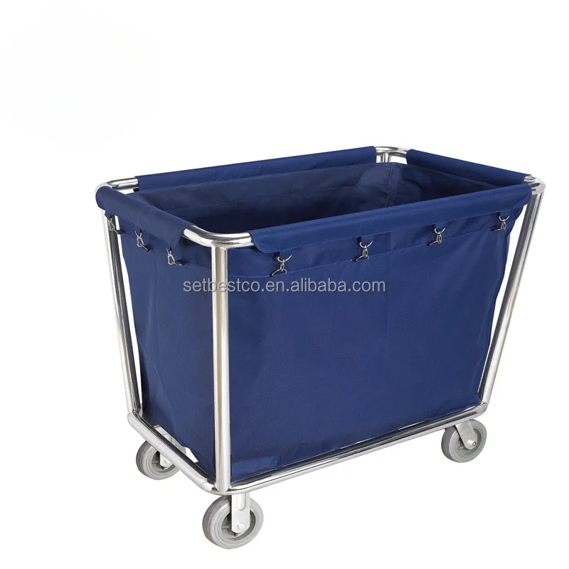 Metal Easy-assemble Folded Hotel Hospital Movable Laundry Trolley ...
