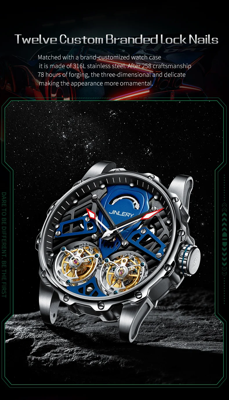 Jinlery New Men's Double Tourbillon Movement Watch Luxury Men's ...