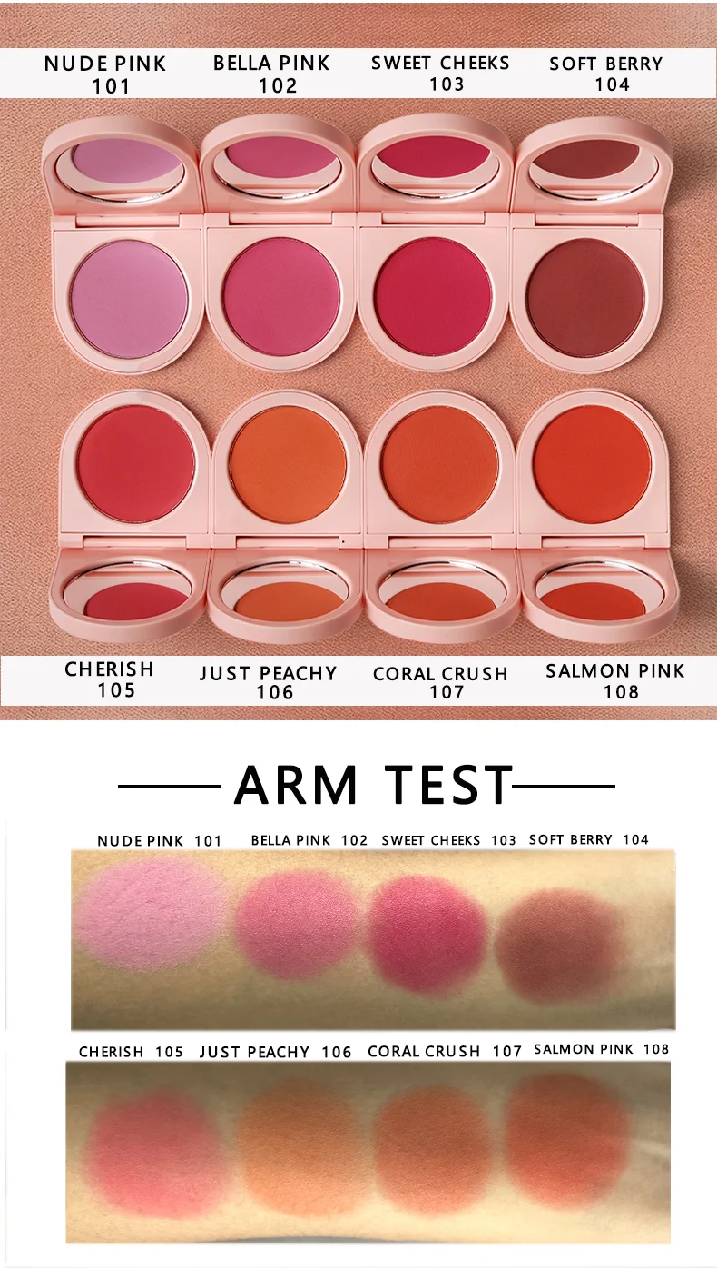 Oem Logo Round Shade Cheek Blush Waterproof 8 Colors Powder Blush ...
