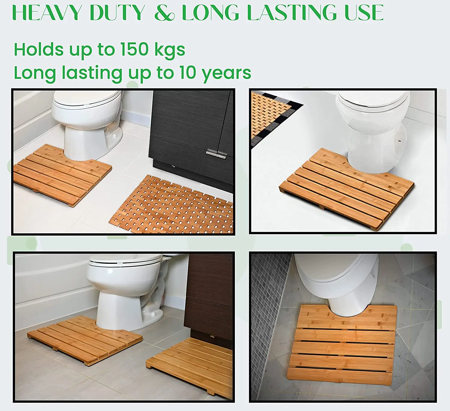 U-shaped Single Layer Bamboo Mat Vertical Household Bathroom Step ...