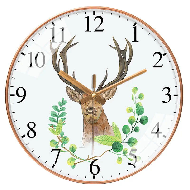 Luxury Elk Wall Clock Home Decoration 12-inch S Quiet Sweep Quartz Wall ...