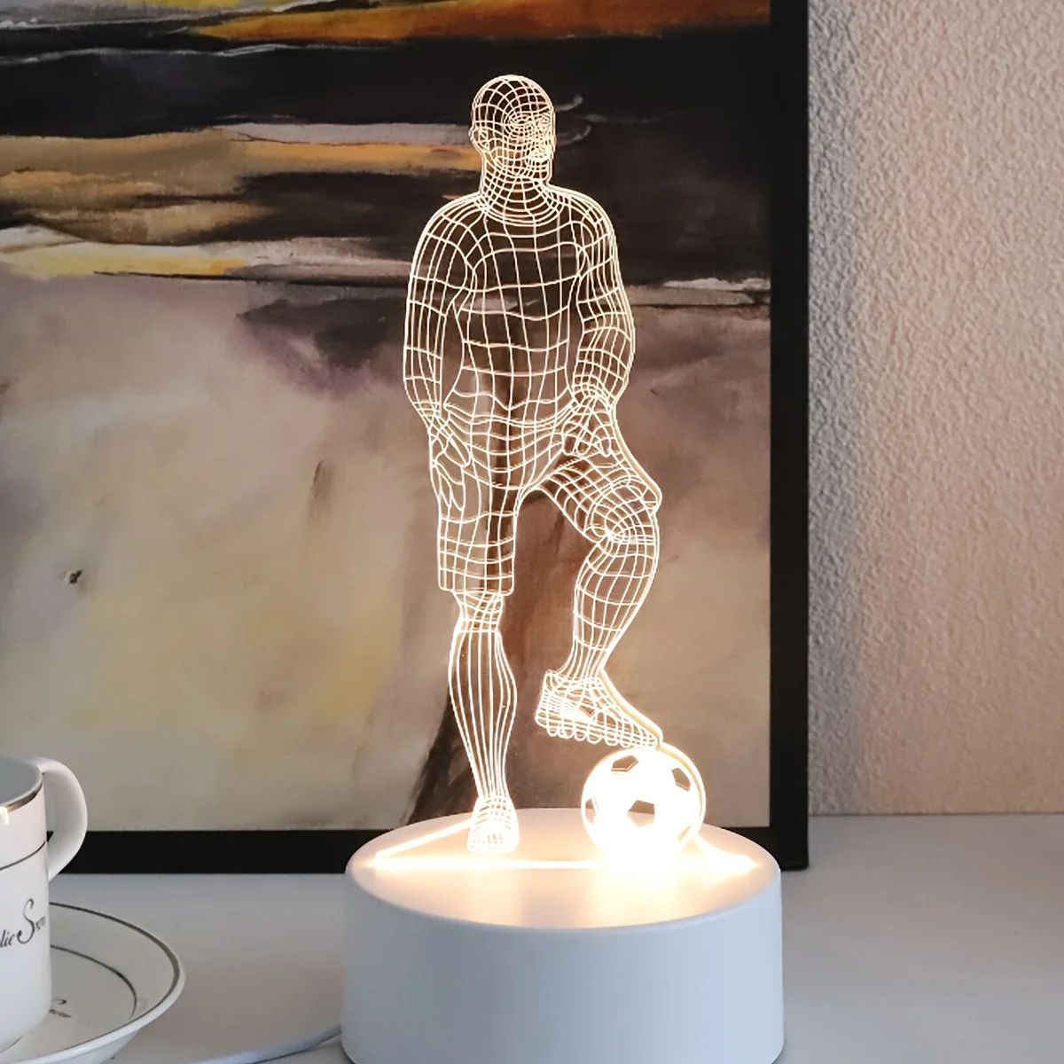 3D LED Night Light - Football Player Shape Soccer Table Lamp
