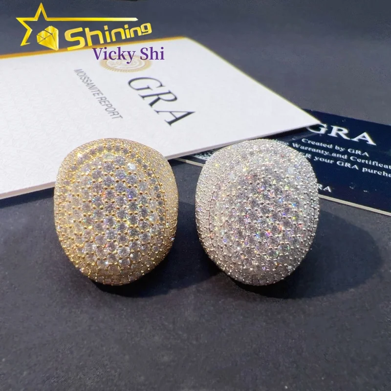 Luxury Design 925 Sterling Silver Hip Hop Ring Custom Full Diamond ...