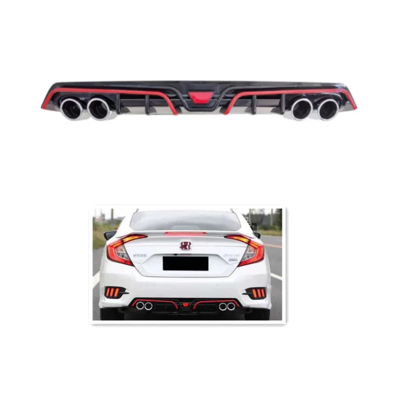 Gloss Black Rear Diffuser for 10th Gen Honda Civic 2016