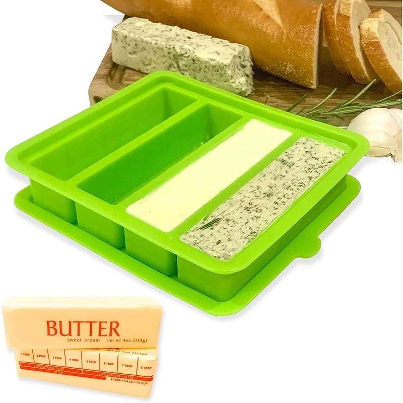 Non-stick 4-chamber Rectangular Container Food-grade Silicone Butter ...