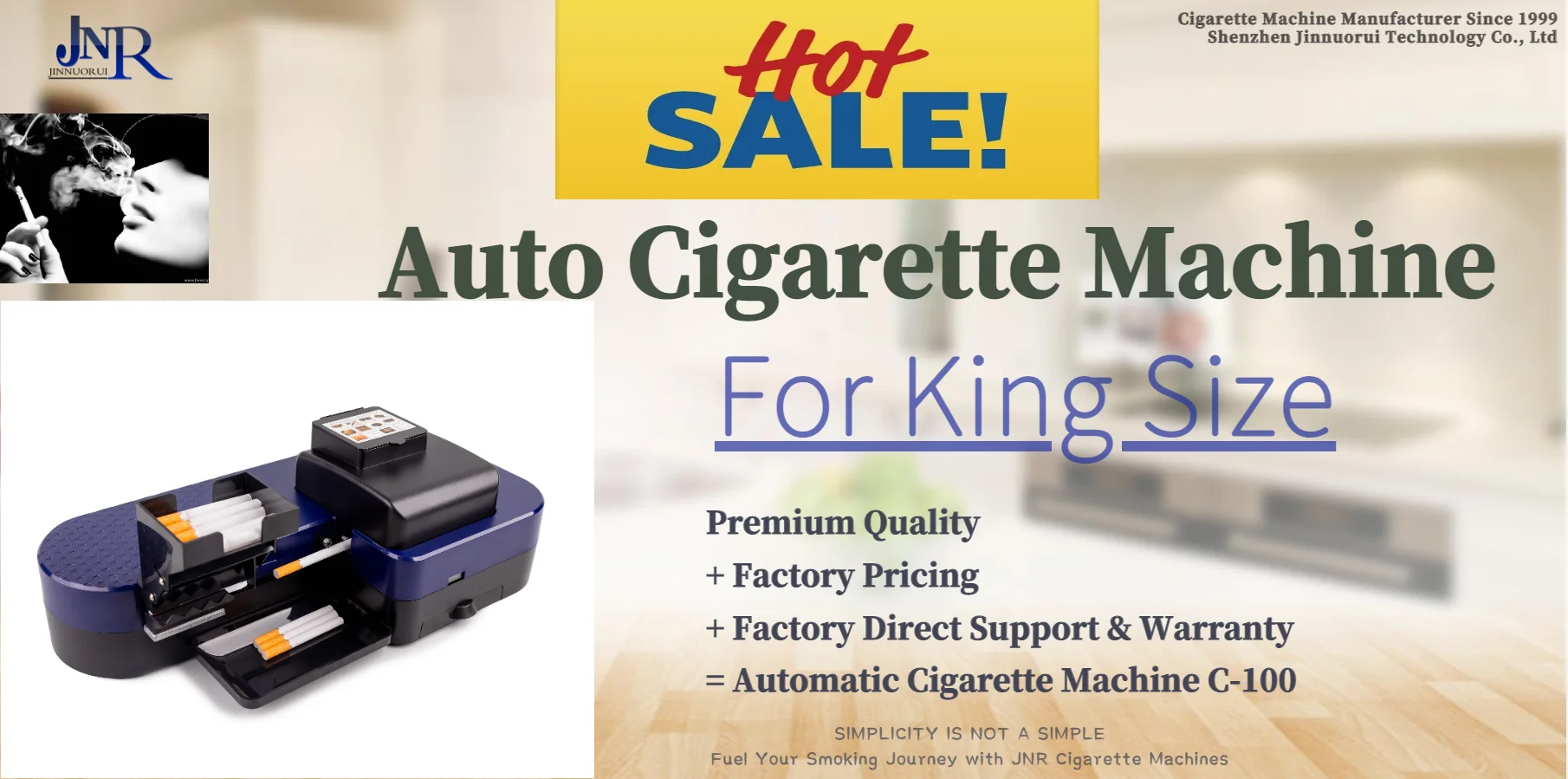 JNR Factory Automatic Cigarette Injector Machine - Ultra Slim & King Size