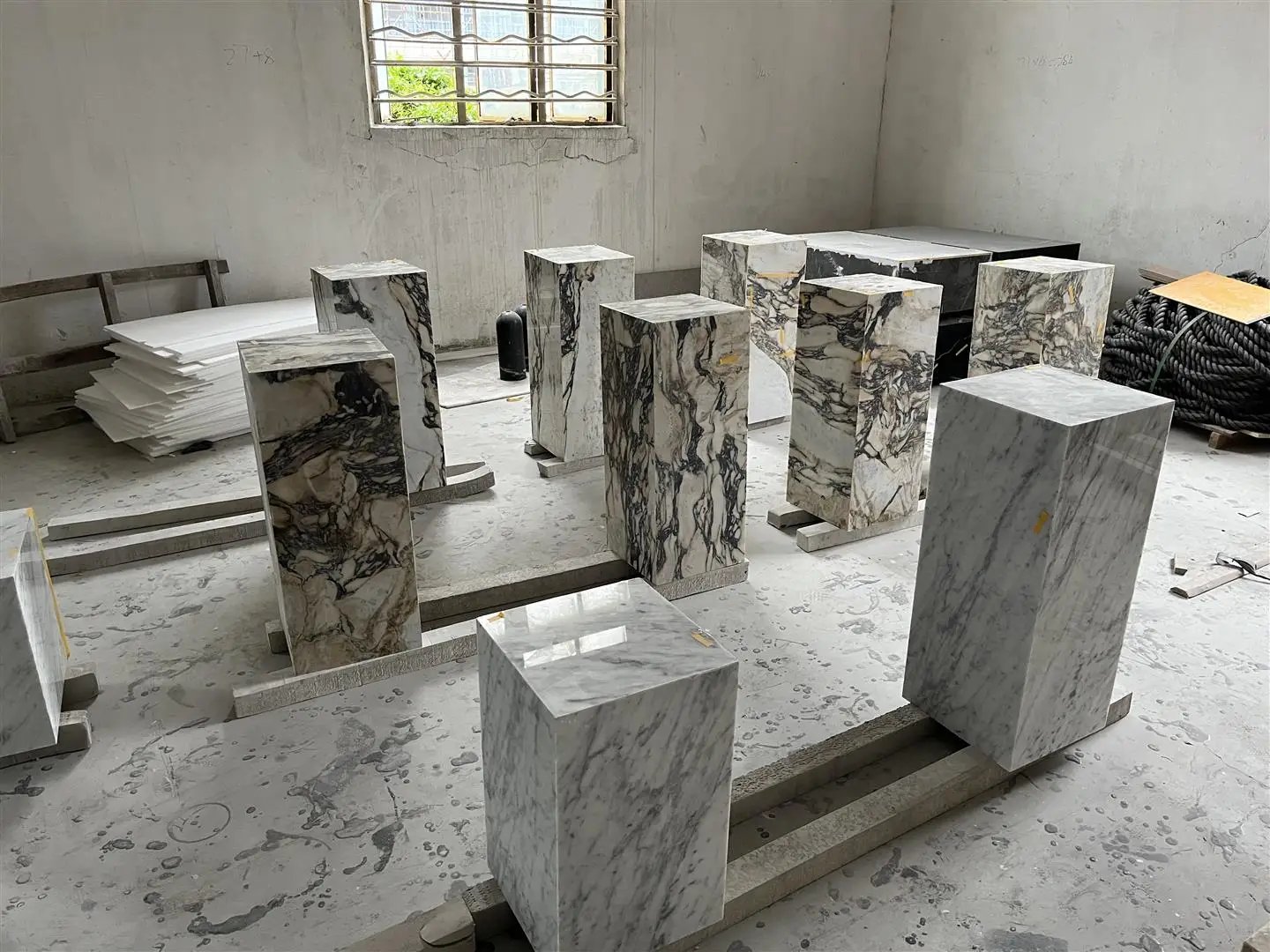 Home Decor Cube Calacatta Viola Marble Stone Hollow Plinth Side Coffee ...
