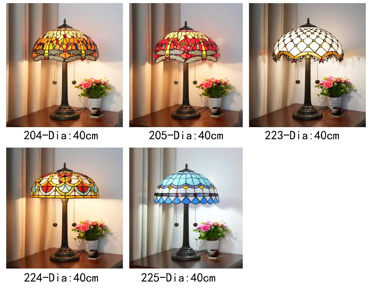 Custom Tiffany Style 16" Table Lamp - LED Lights AC Power