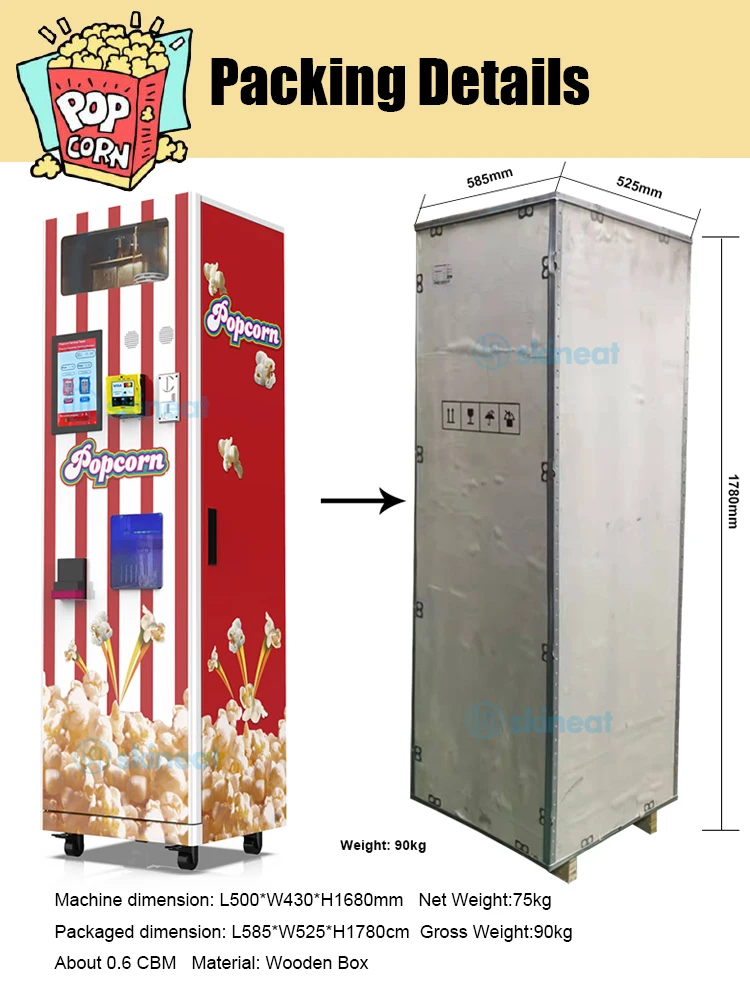 Large Capacity Automatic Commercial Popcorn Machine - 70 Cup Vending ...