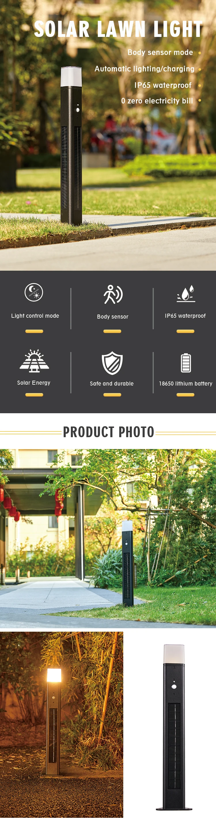 Yunduo Outdoor Decorative Fence Yard Stigma Lawn Light Solar Human ...