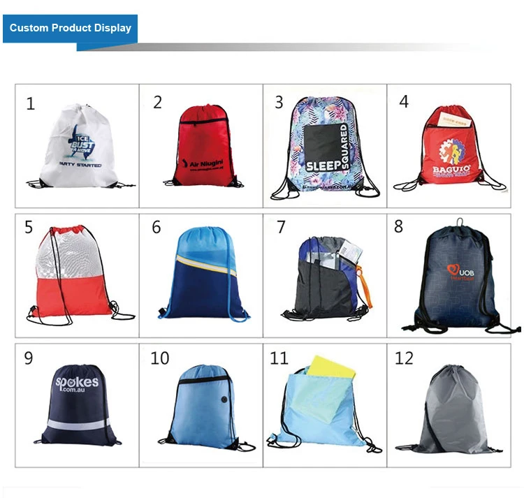 Custom Draw String Bag Logo Printing Waterproof Sports Polyester Nylon ...