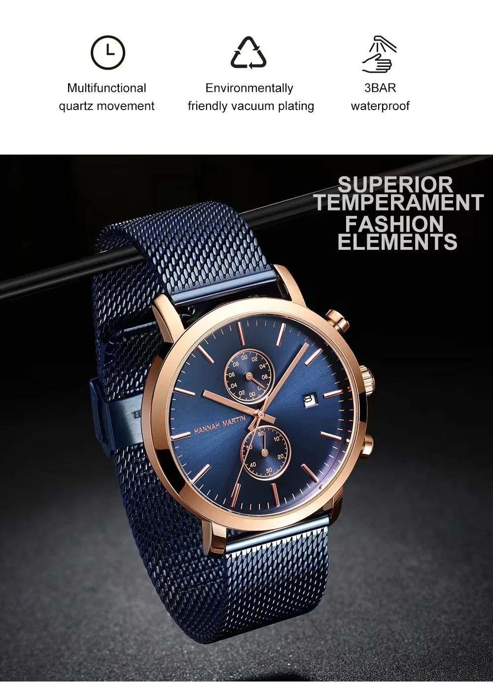 Fashion Men Timekeeping Watch Japanese Quartz Steel Watch Luxury ...
