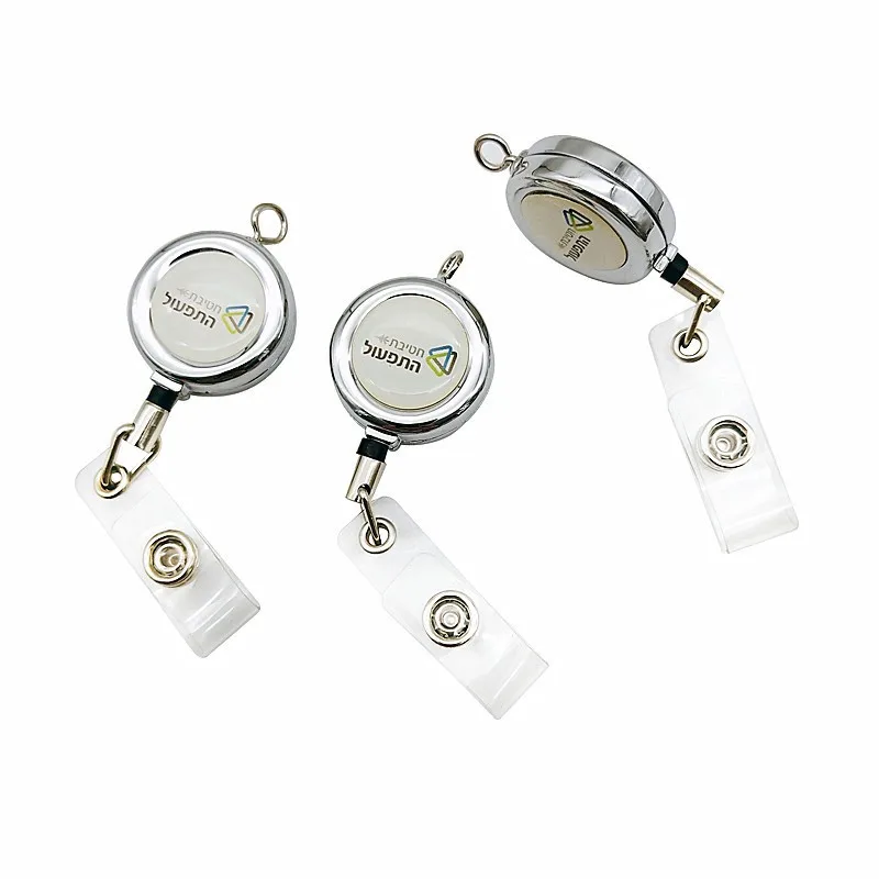 Heavy Duty Metal Badge Holder Lanyard Yoyo Reel with Steel Pull String