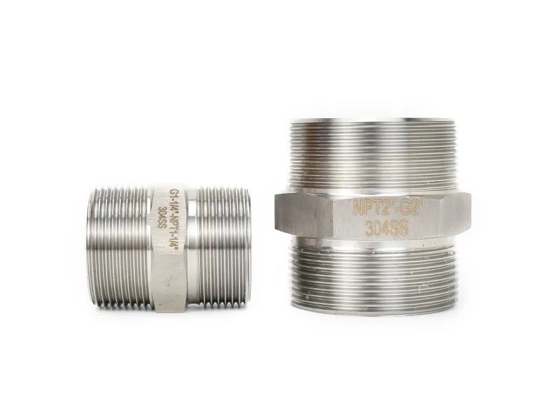 Hexagon Nipple Pipe Fittings 304 Stainless Steel Connectors Bsp Straight Through Quick Coupling ...