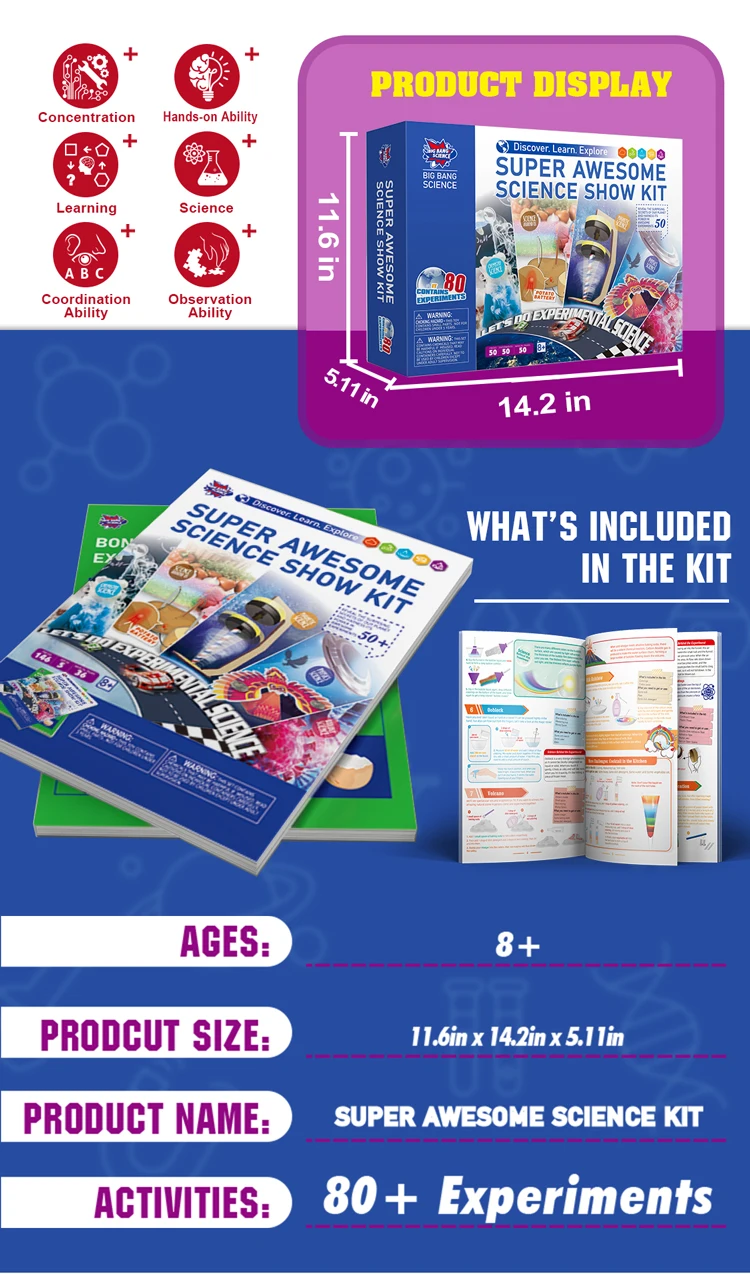 New Arrival Contains 80+ Experiments Super Awesome Science Show Kit ...