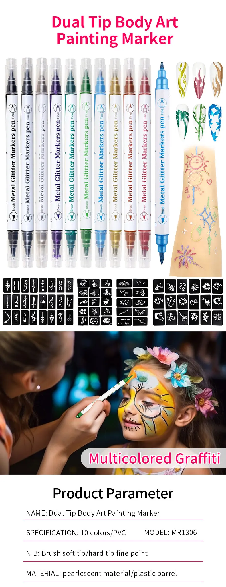 Temporary Body Paint Marker Pen - Washable & Erasable