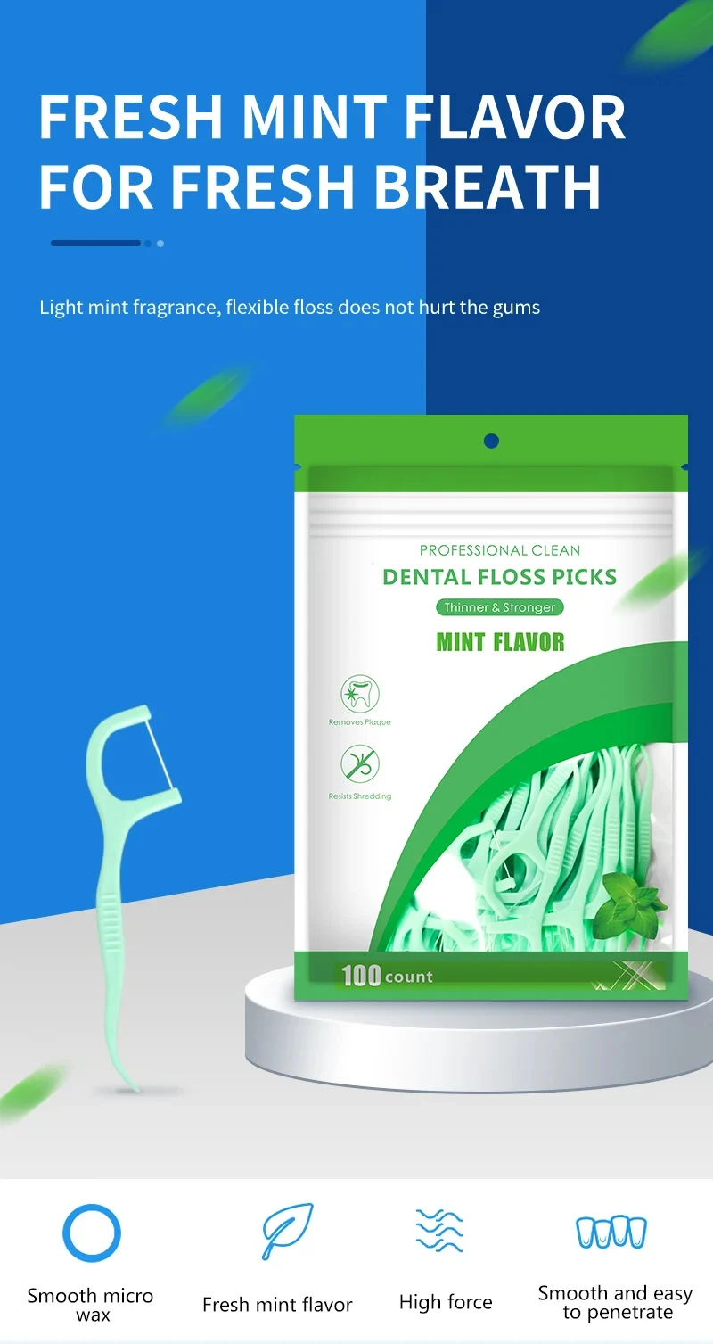 Custom Logo Portable Green Floss Stick 100Pcs High Tensile Force Thin ...