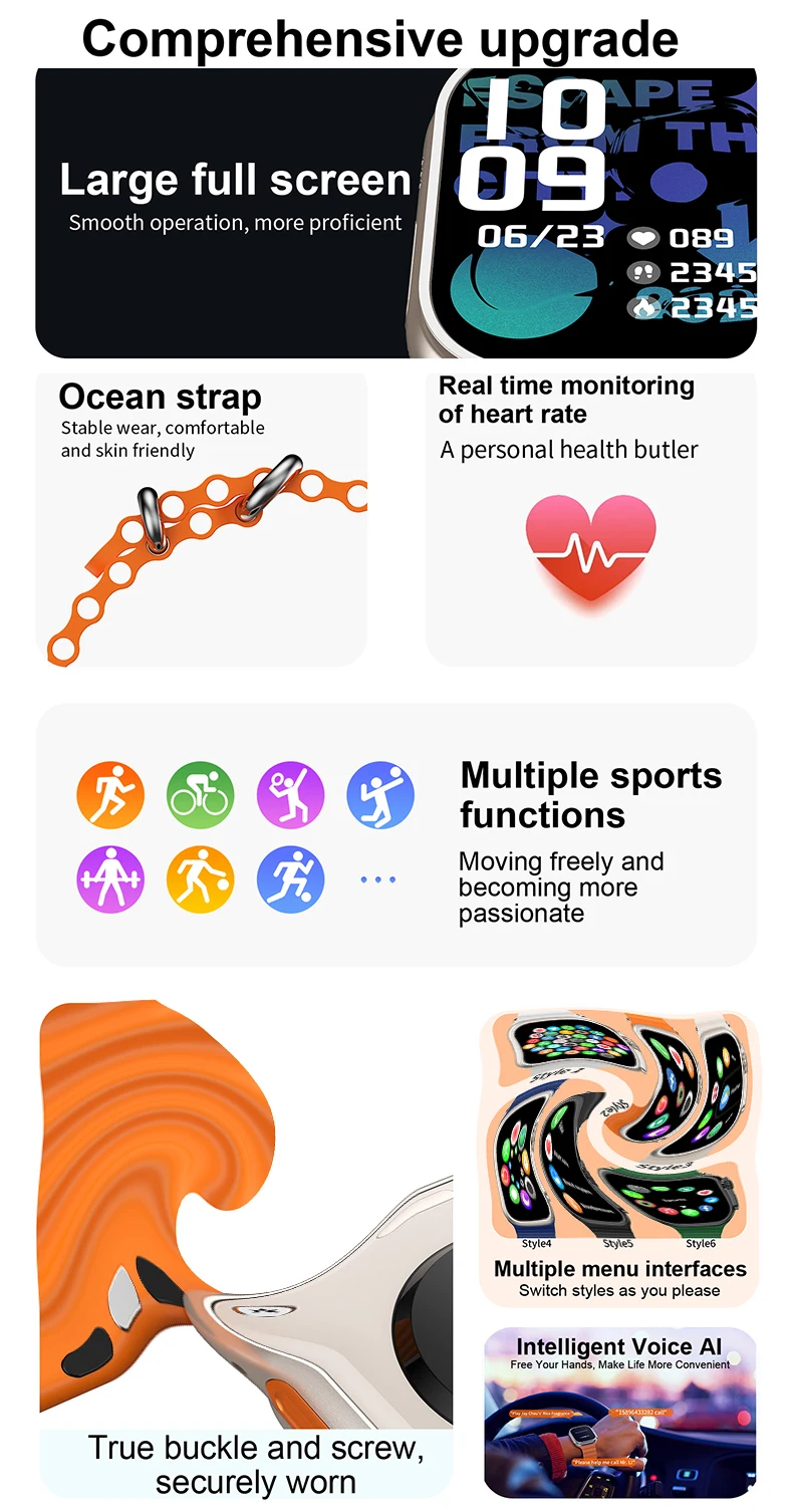 2.3inch Large Screen Intelligence 49mm Watch 9 Ultra 2 Smart 12 In 1 ...