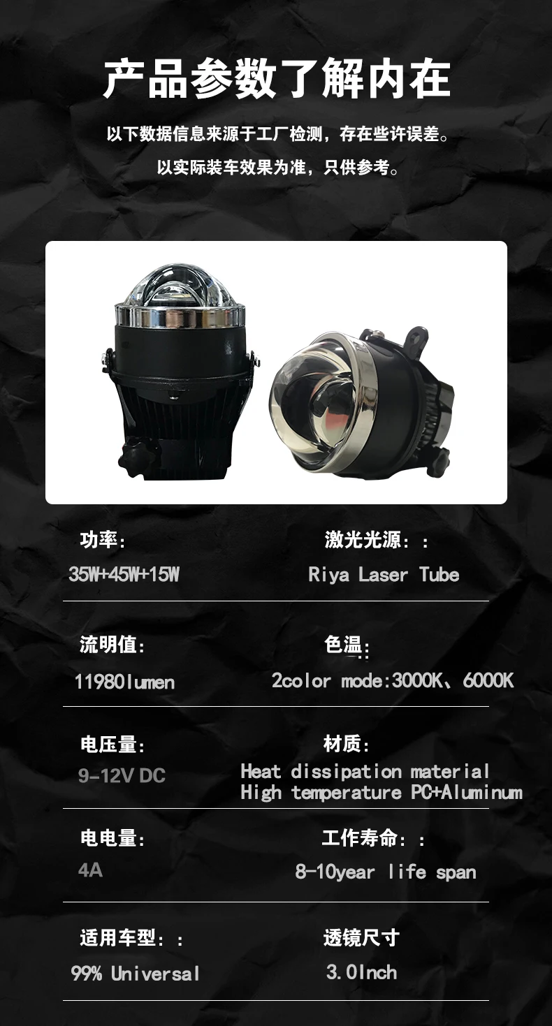 Universal Led Laser Matrix Double Lens Fog Lamp for Toyota