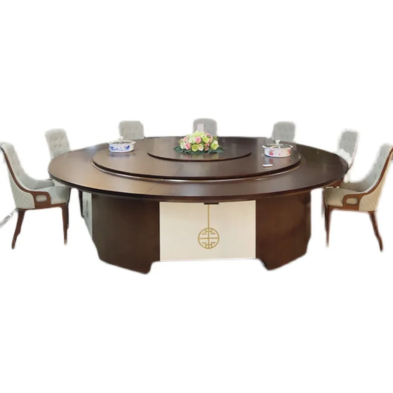Large Round Wooden Automatic Revolving Dining 12 Seater Big Space ...