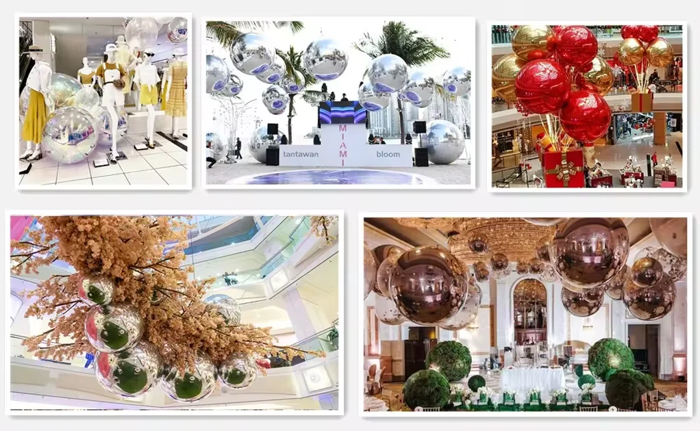 Mirror Sphere Shiny Balloon Silver Pvc Inflatable Reflective Ball For ...