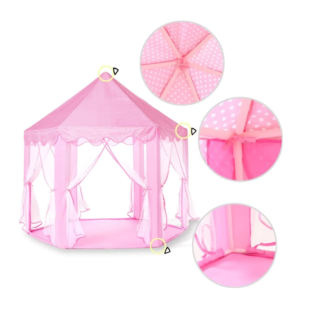 Princess Tent Girls Large Playhouse Kids Castle Play Tent With Star ...