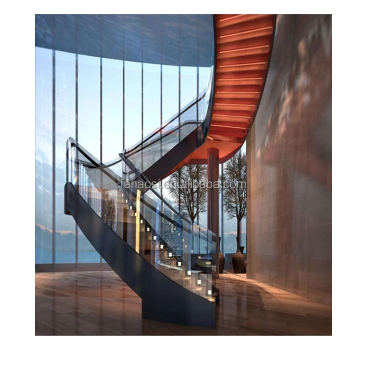 Luxury Modern White Arc Stairs Staircase Prefabricated Stairs Steel ...