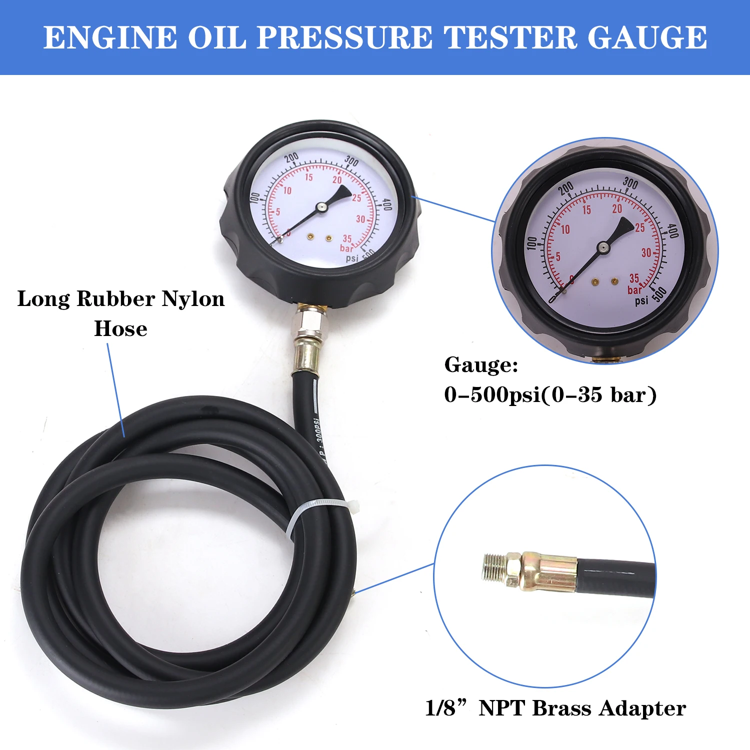 12pcs Oil Pressure Tester Gauge Diagnostics Tools Engine Oil Pressure ...