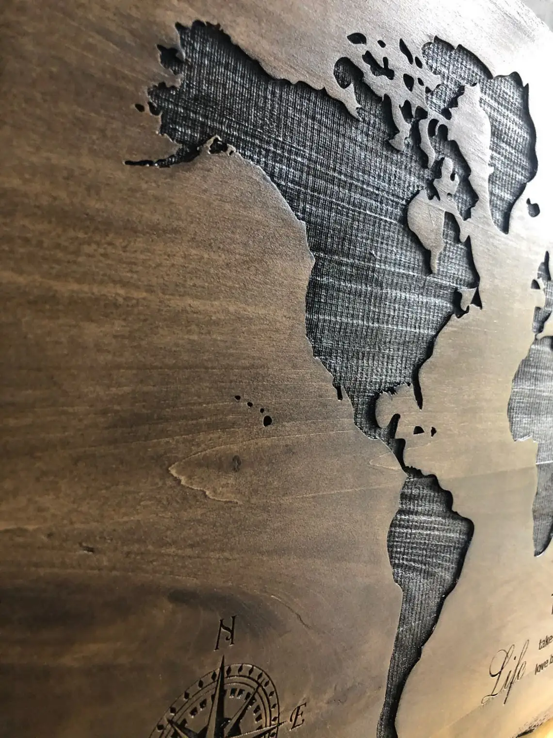 Wooden Crafts Handmade Laser Engraved World Map Wall Decor Custom Sign ...