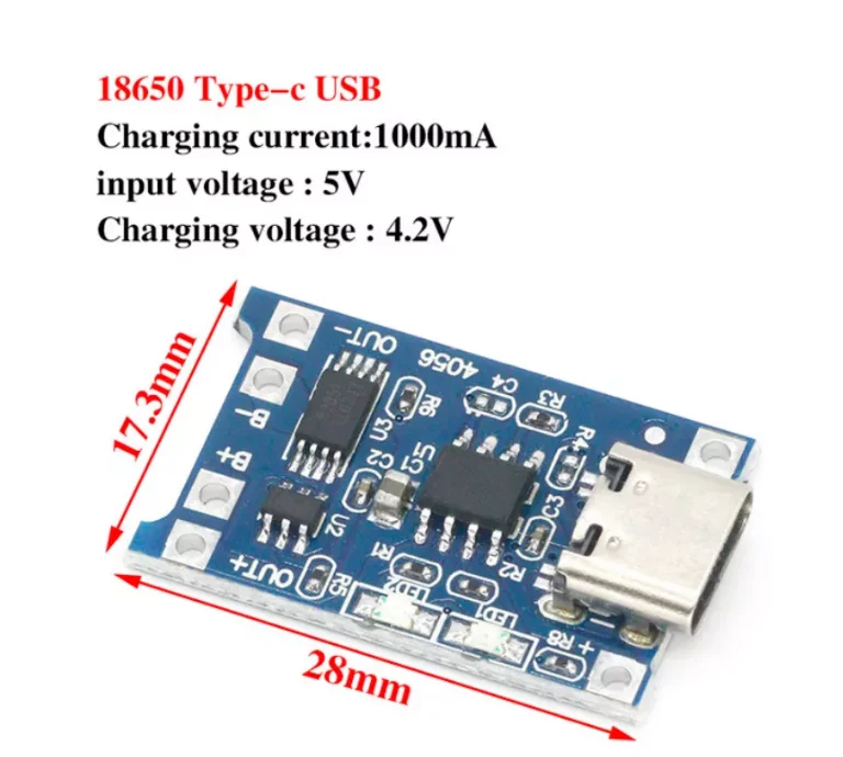 Tp4056 5v 1a Usb 18650 Interface Charging Protection Type-c Lithium ...