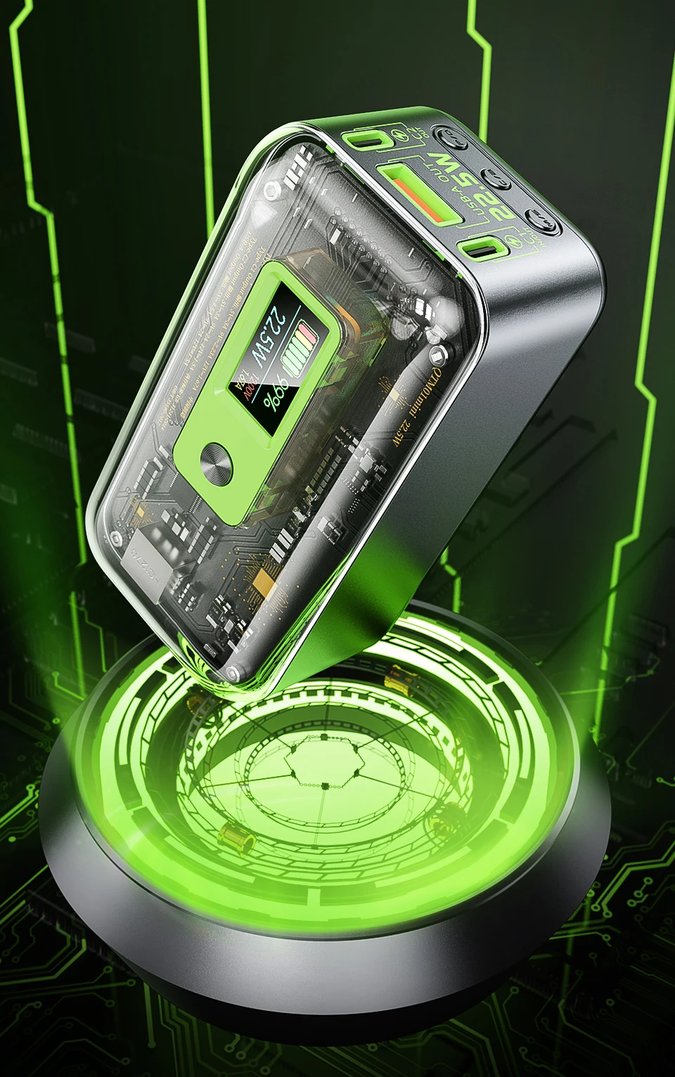 Cyberpunk Led Display Quick Charge Power Bank 10000mah 22.5w Pd Quick ...
