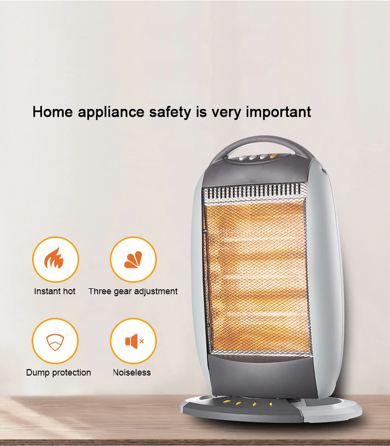 Halogen Infrared Heater 1200W, Electrical Infrared Heater Fan, Indoor ...