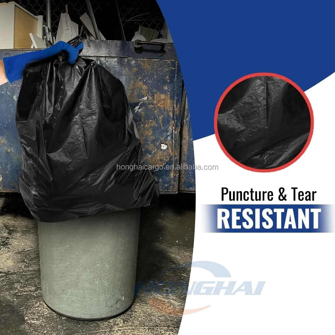 42 Gallon Contractor Bags With Flaps,Black Wave Top Garbage Bag,Large ...