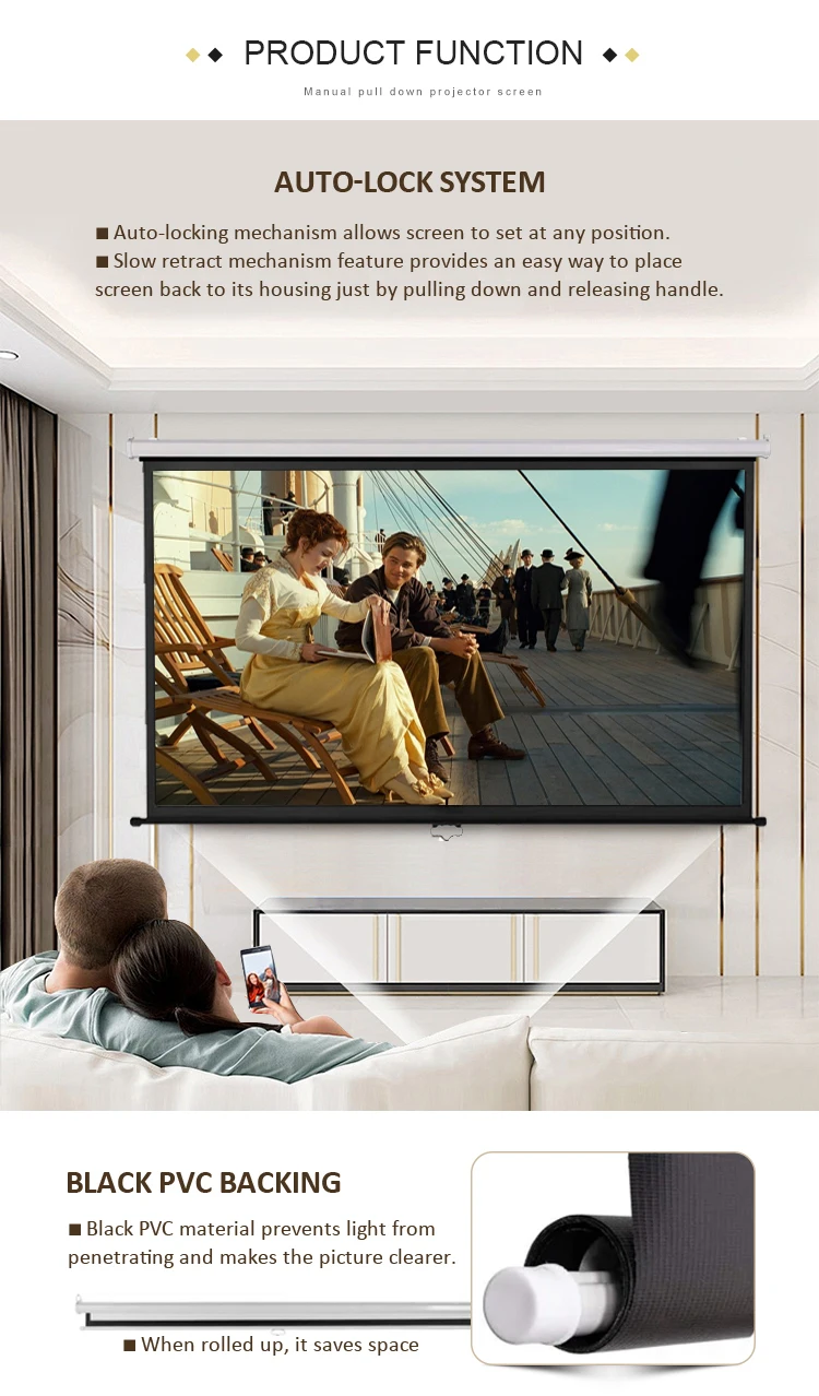 100 Inch Drop down Projector Screen - 16:9 Format Manual