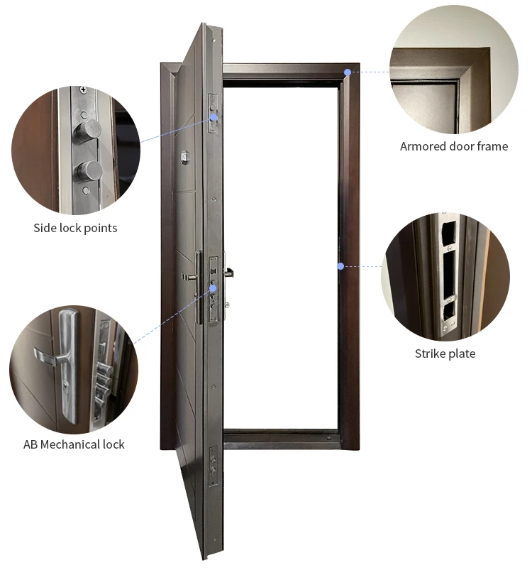 Factory Residential Bullet Proof Armored Door Modern Entrance Iron Wood ...