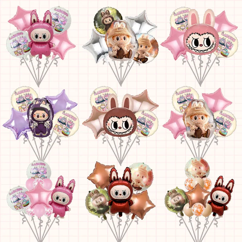 Cartoon Labubu Aluminum Foil Balloons for Party Decor
