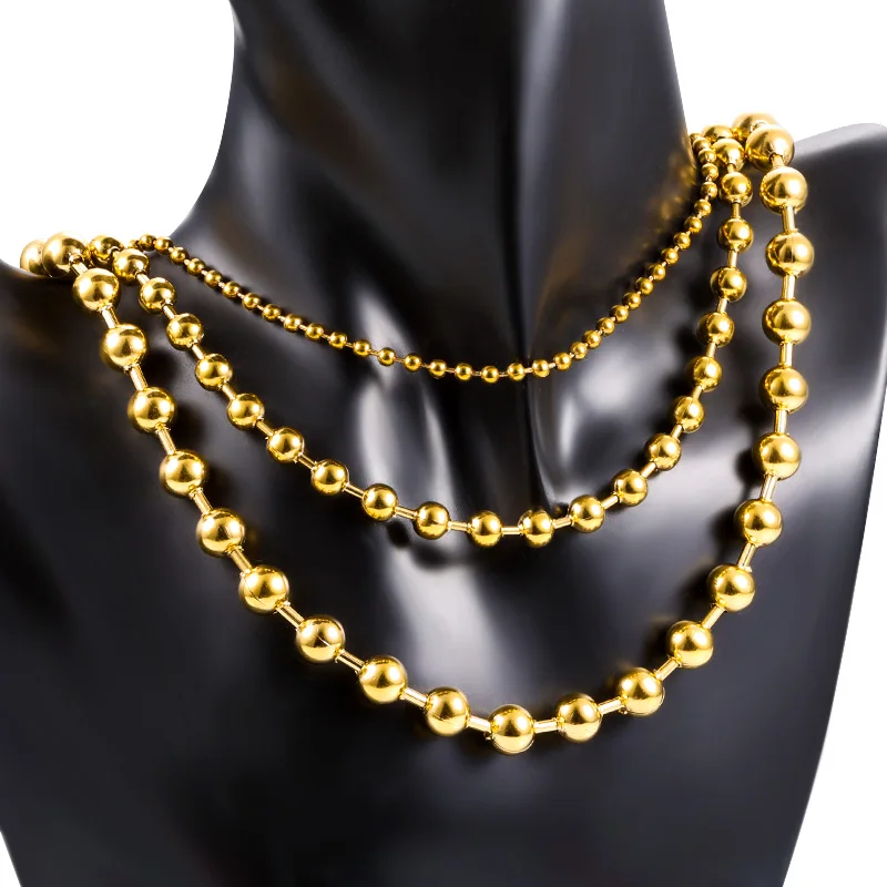 Designer Minimalist Stainless Steel Ball Bead Necklace