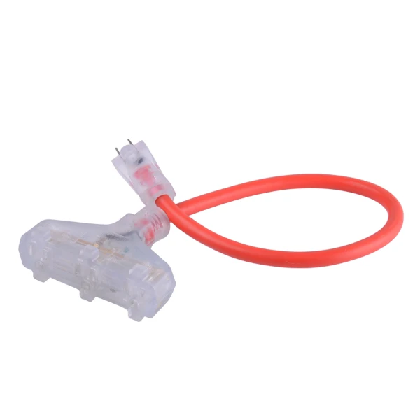 125v 15a T-shaped Outdoor 12/3 Triple Tap Extension Cord With Indicator ...