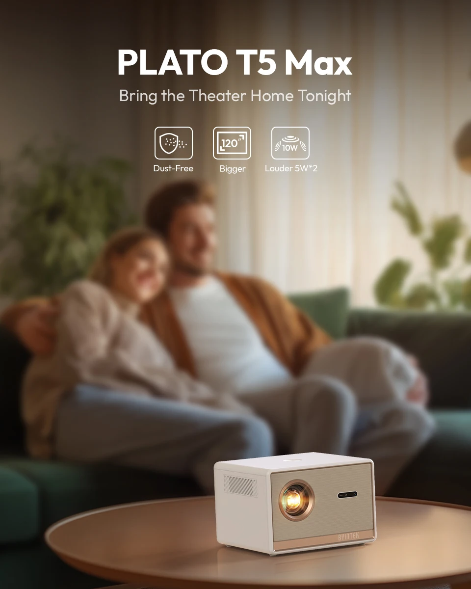 BYINTEK Plato T5 Max GTV Projector Dust-proof Home Theater Big Screen ...