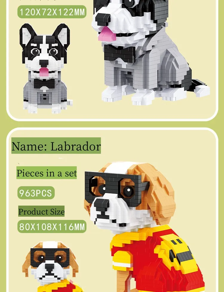 DIY Mini Cartoon Character Building Blocks - Pet Dogs