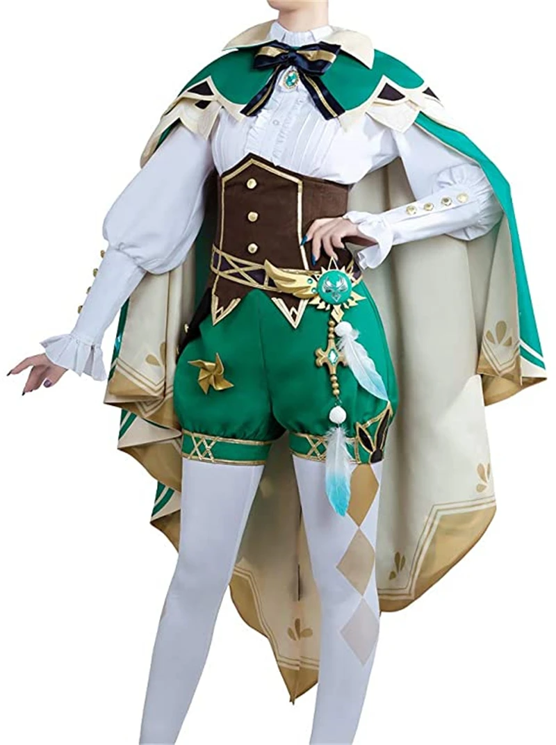 Genshin Impact Venti Cosplay Costume Uniform Wig Shoes Cosplay Anime ...