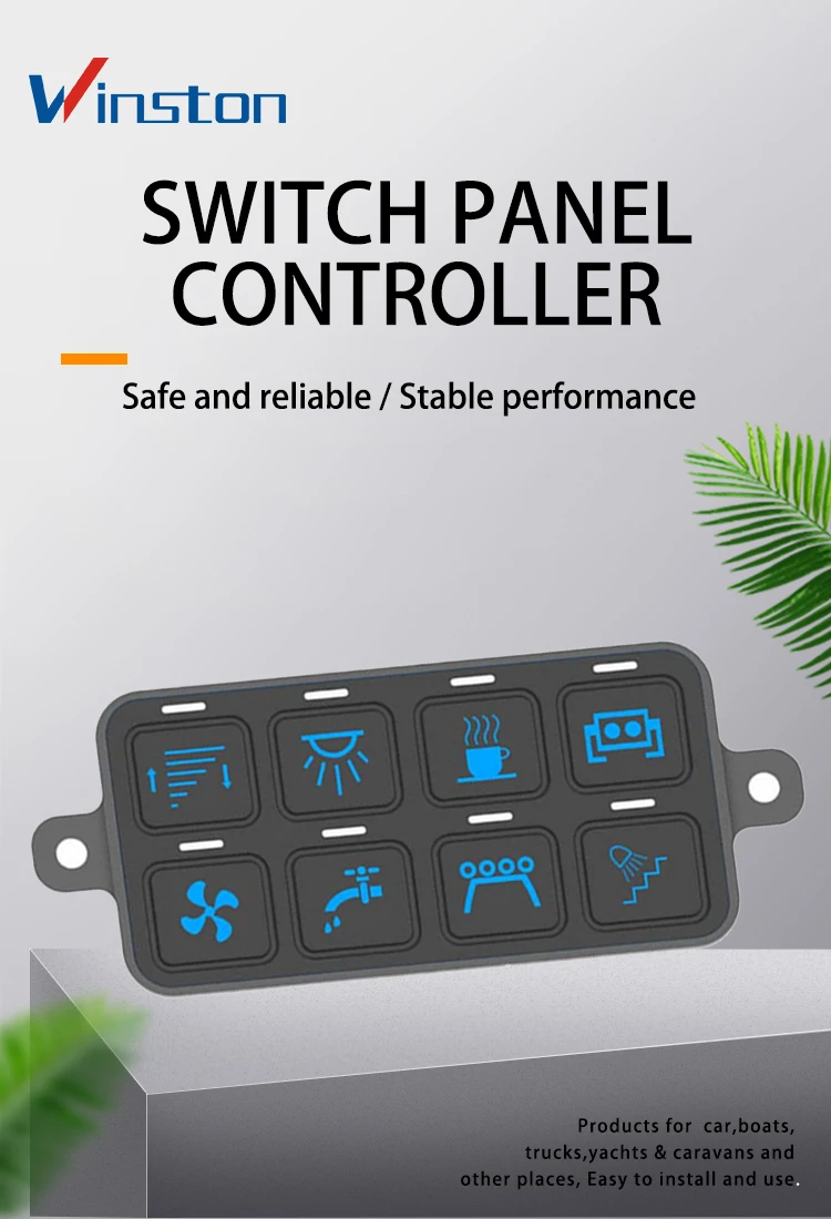 8 Gang Universal LED Touch Switch Panel Control System 12V 24V Auto ...