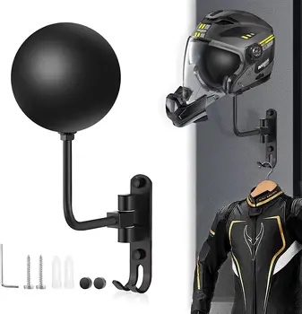 Metal Wall-mounted Motorcycle Helmet Racks Bike Helmet Holder With 2 ...