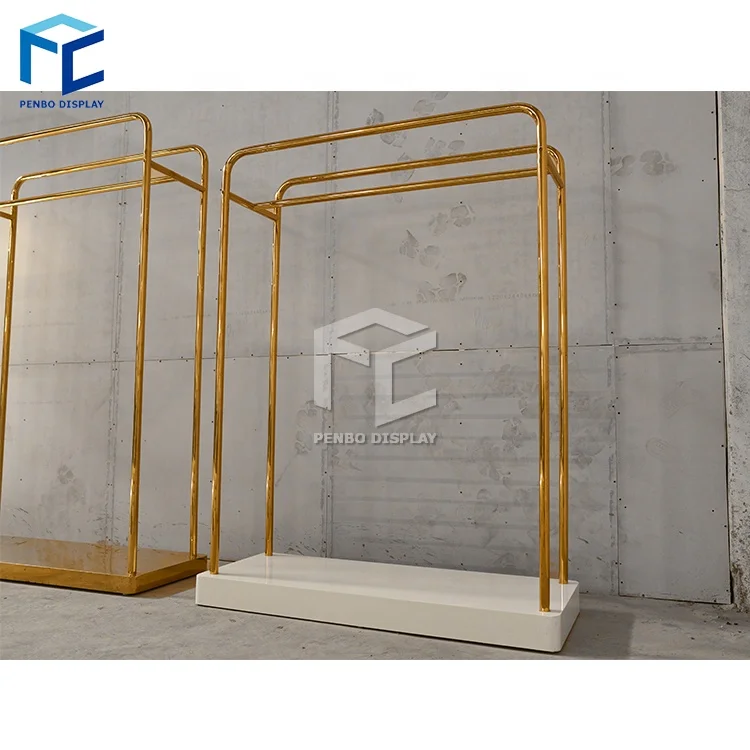 Rose Gold Wall Mount Clothes Display Rack Double Sided Garment Store ...