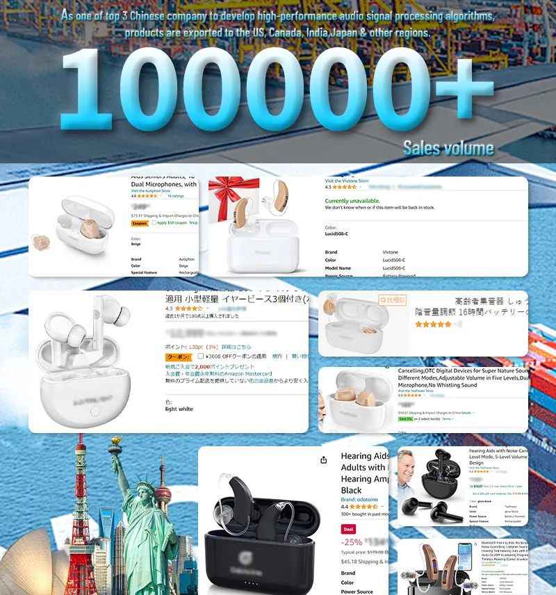 Hot Selling Rechargeable Hearing Aids Cic Style With Charging Case Otc ...