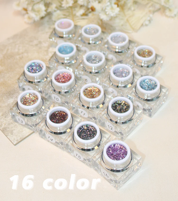 HS Private Label 16 Colors Soak off UV Gel Sparkle Glitter for Platinum ...