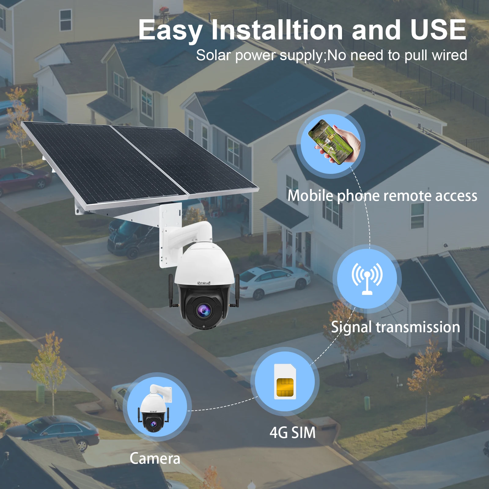 Jidetech 8mp 30x Optical Zoom Solar Powered 4g Eu Version Ptz Camera ...