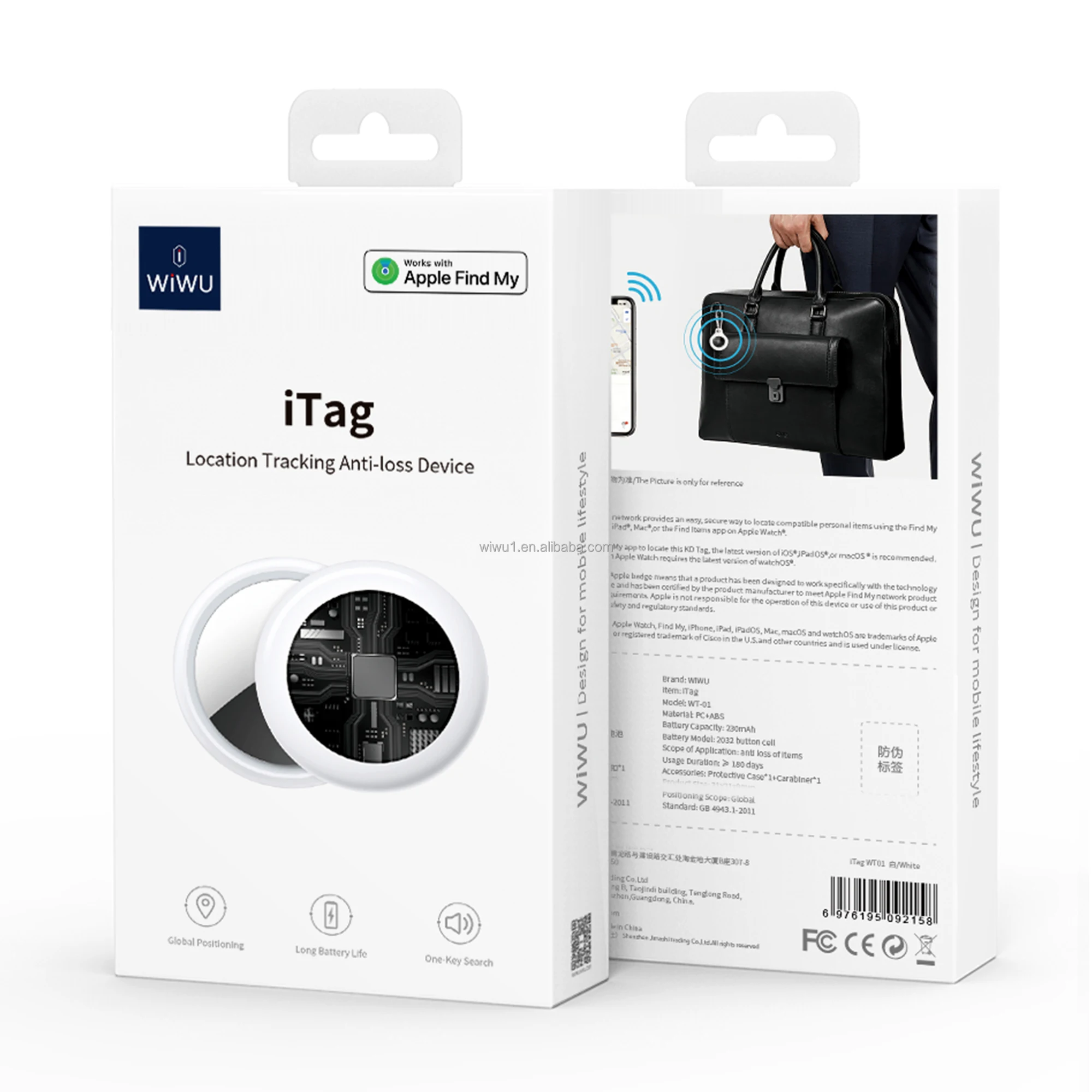 Wiwu Itag Smart Location Tracker Anti-lost Smart Tracker For Apple Find My Portable Gps Mini ...