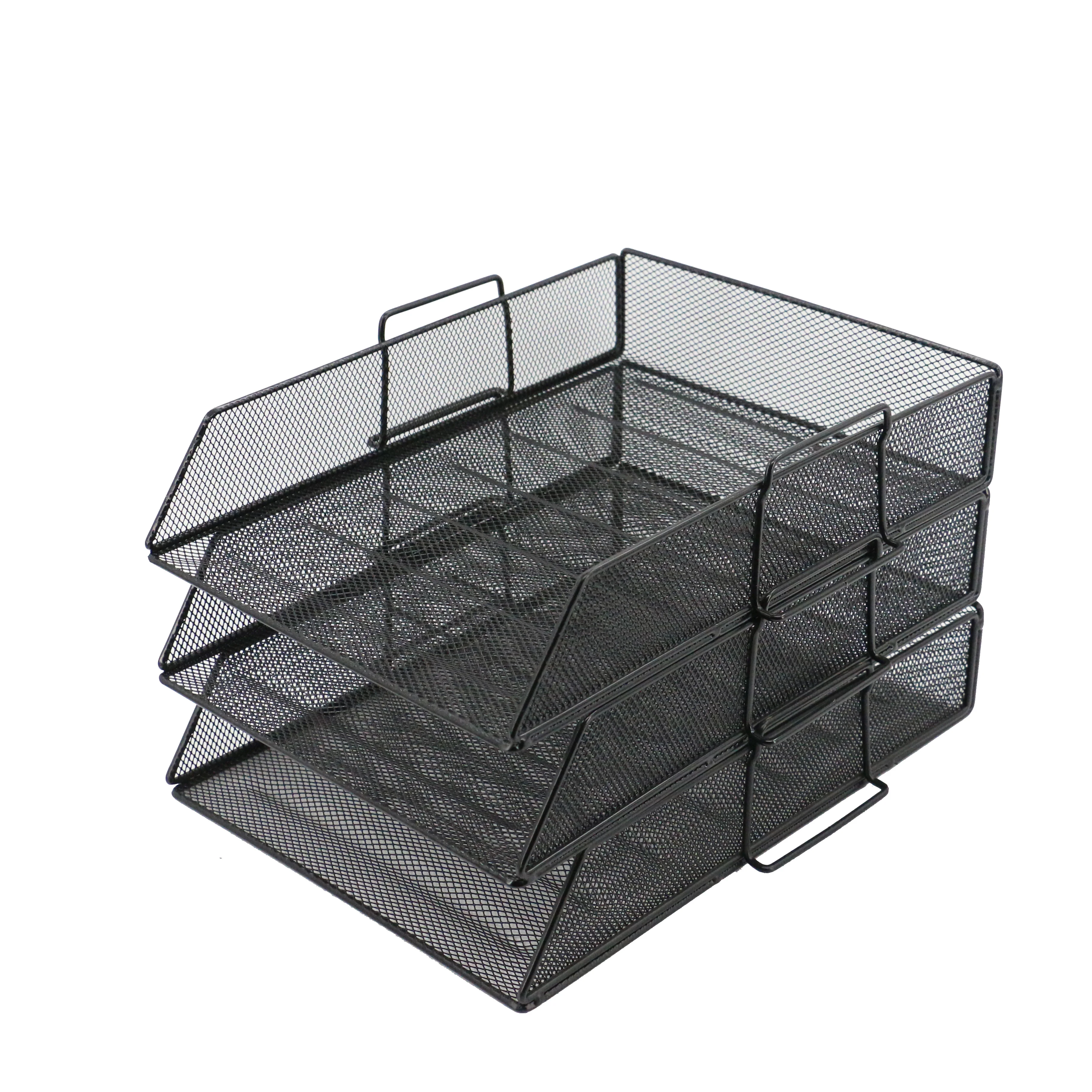 Office Supply - Black Metal Wire Mesh File Tray - Stackable